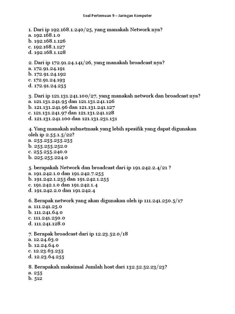 Soal Subnetting | PDF