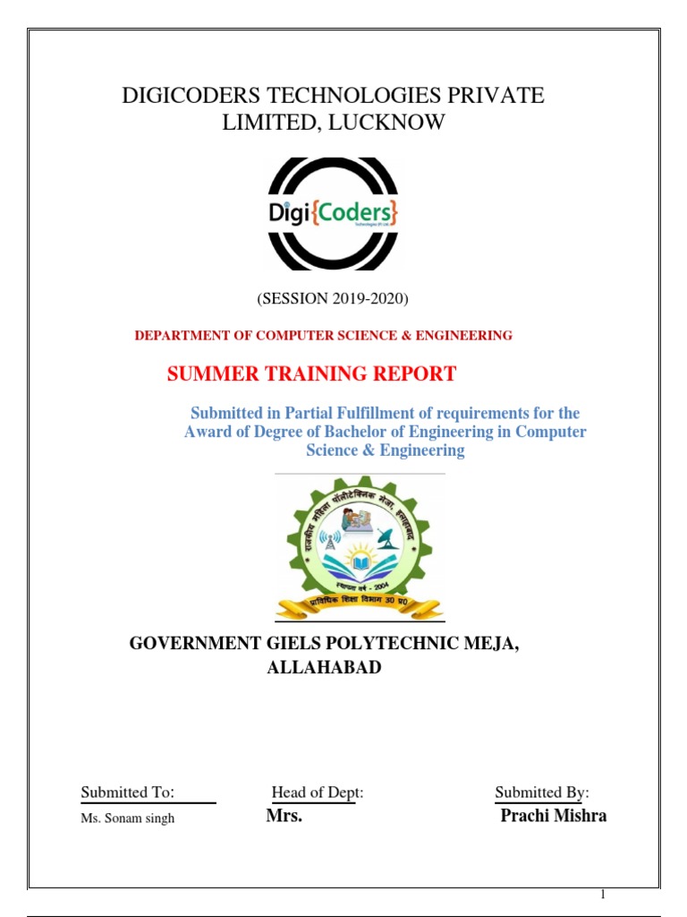 Digicoders Technologies Private Limited, Lucknow: Summer Training Report | PDF | Java Virtual ...