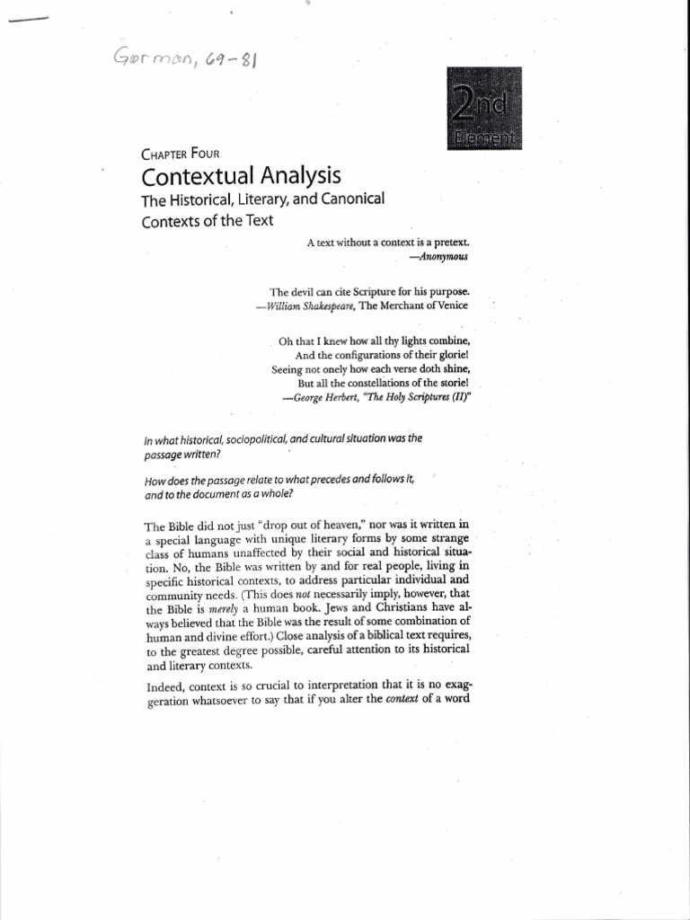 Contextual Analysis of Biblical Texts | PDF | Exegesis | Bible