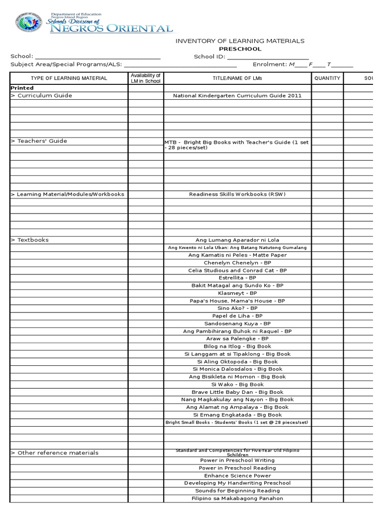 Learning Resources Inventory Forms 2017 1 | PDF | Apollo Lunar Module ...