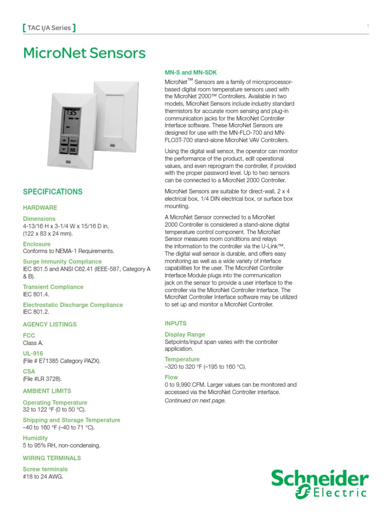 Micronet Sensors: Tac I/A Series | PDF | User Interface | C ...