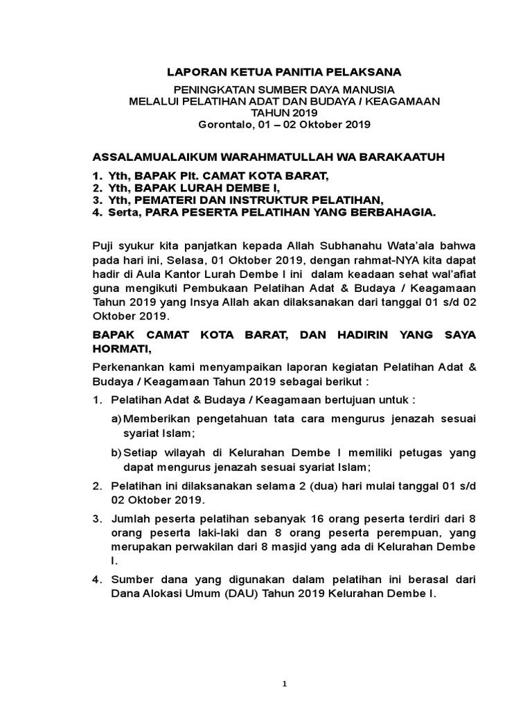 Laporan Panitia Pelaksana | PDF