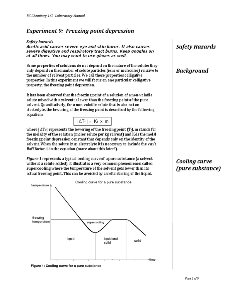 Freezing Point Depression Lab Guide | PDF | Melting Point | Solution