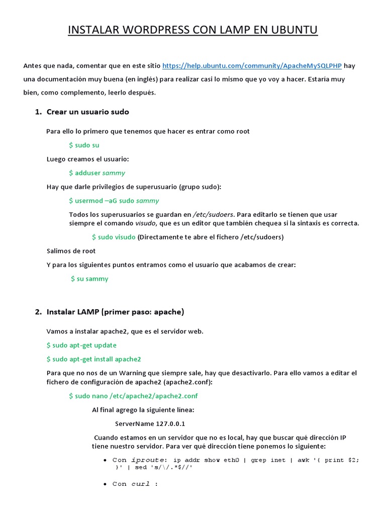 2 - Instalar Wordpress Con Lamp en Ubuntu | PDF | Word Press | Servidor HTTP Apache