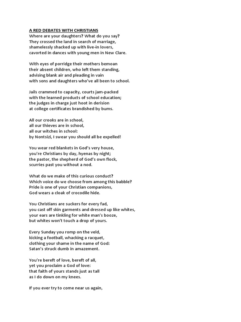 Eng2603 Poems To Study | PDF | Poetry