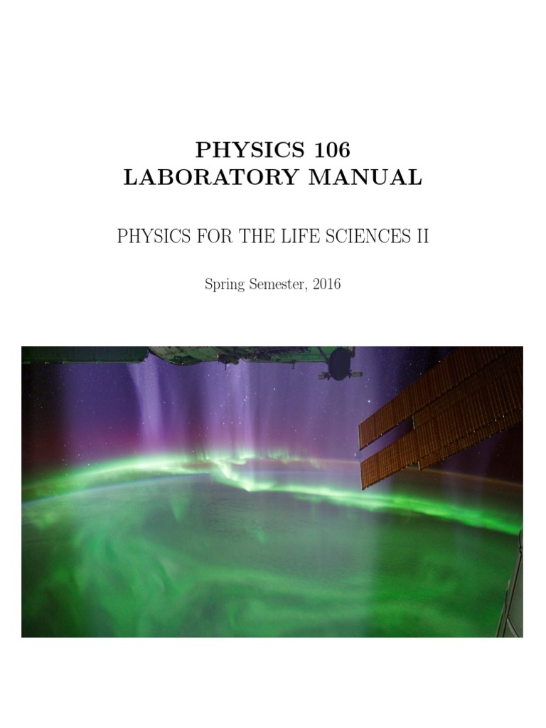 Physics 106 Laboratory Manual: Physics For The Life Sciences Ii | PDF ...