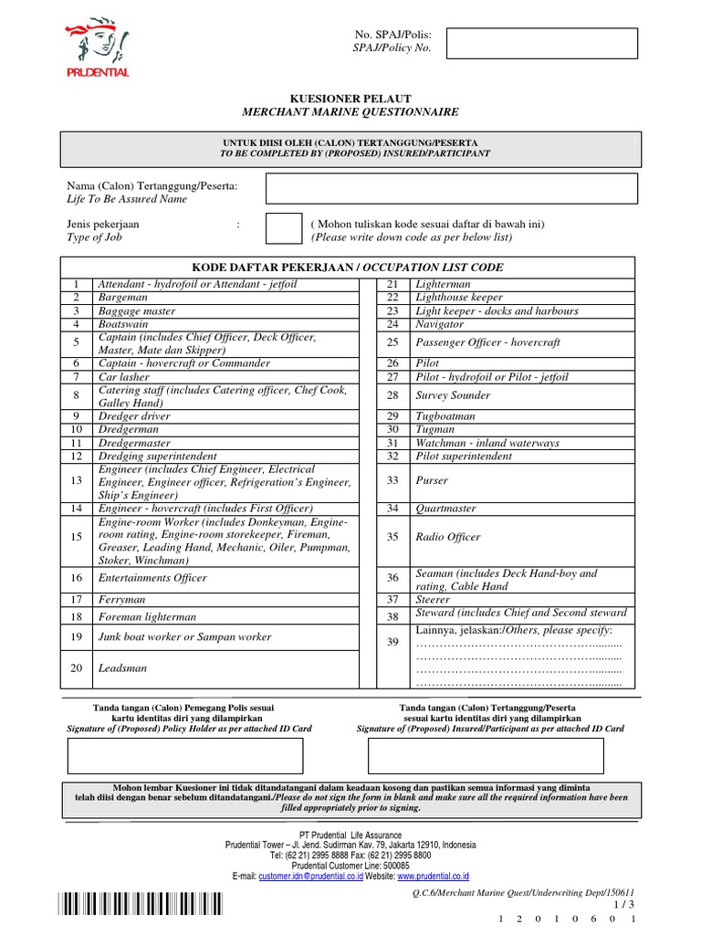 Kuesioner Pelaut: Merchant Marine Questionnaire | PDF | Sea Captain ...