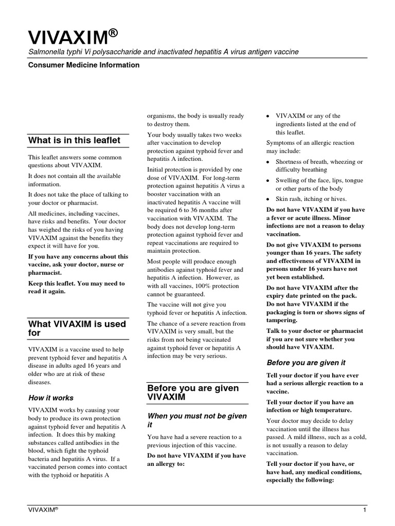 Vivaxim: What Is in This Leaflet | PDF | Vaccines | Hepatitis