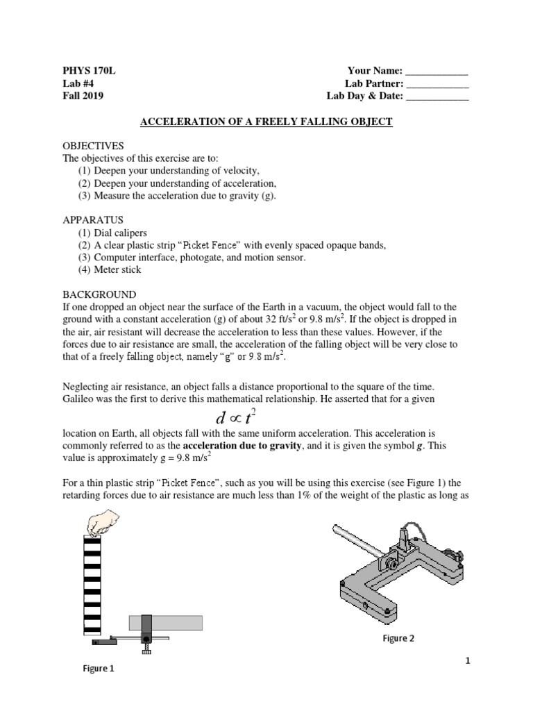 Lab04 Phys170 Fall2019 Picket Ball Toss | PDF | Acceleration | Velocity