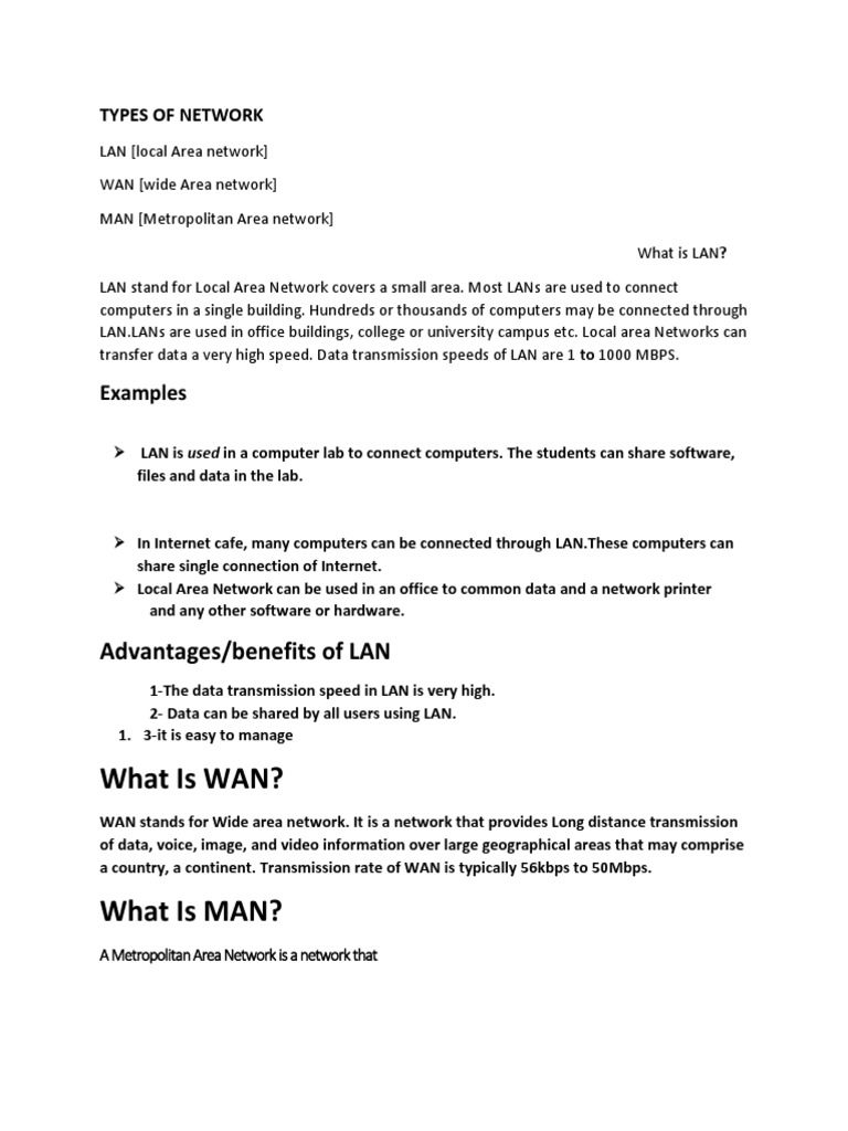 What Is WAN?: Advantages/benefits of LAN | PDF