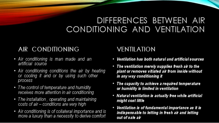 Differences Between Air Conditioning and Ventilation | PDF