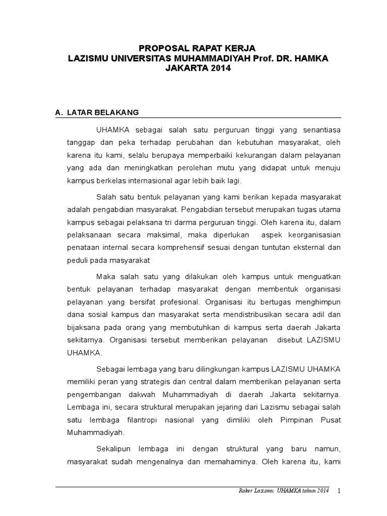 Proposal Raker Lazismu UHAMKA | PDF