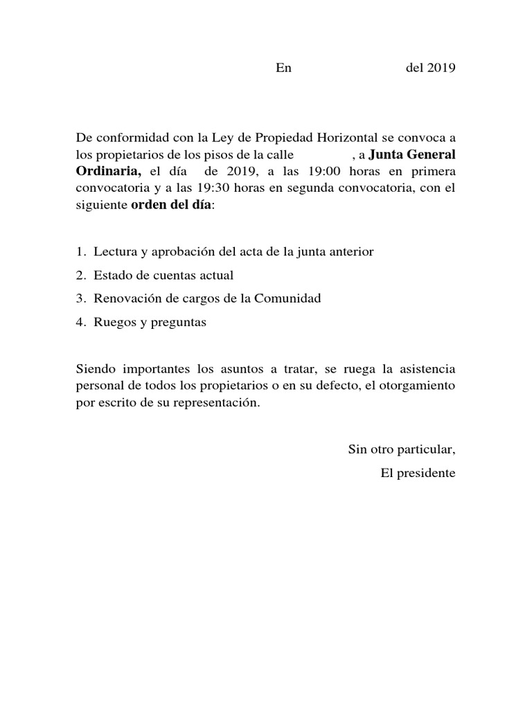 Convocatoria de Reunión | PDF