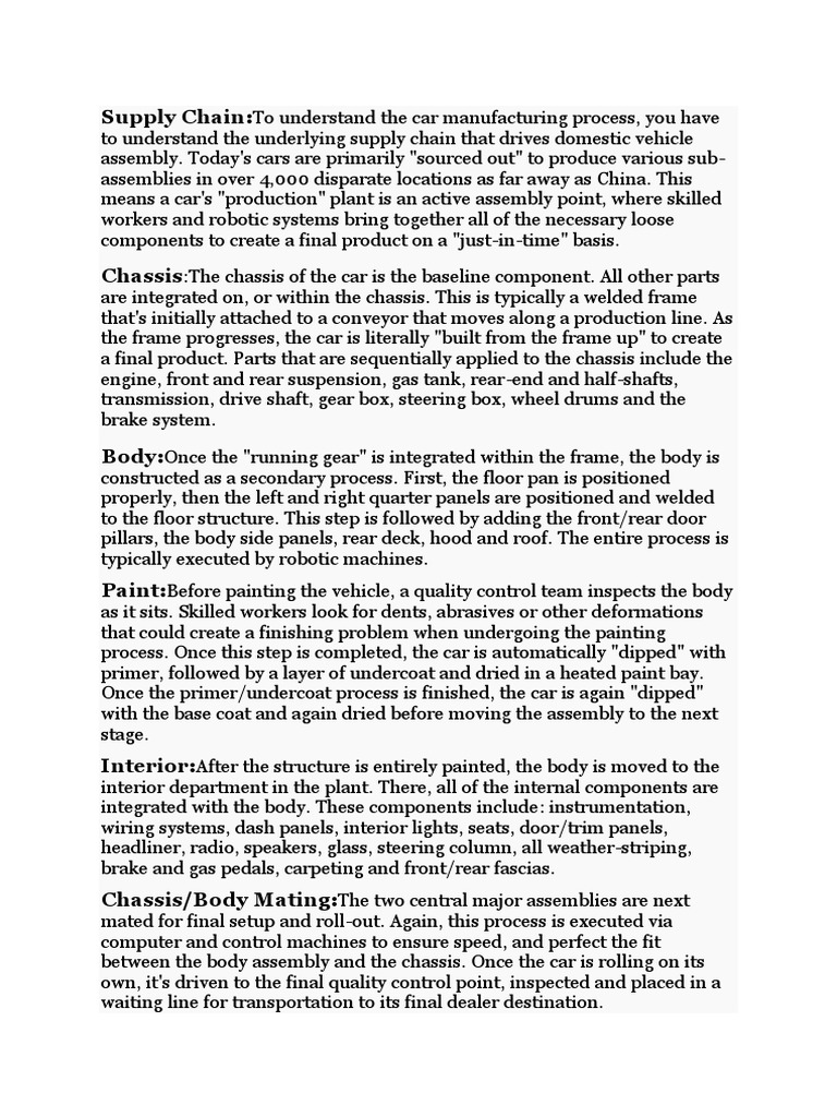 The Automotive Assembly Process: A Breakdown of the Key Stages in ...