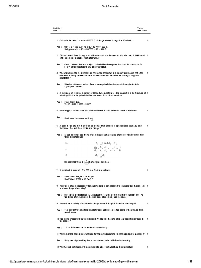 Electricity Pdf Series And Parallel Circuits Electrical Resistance And Conductance