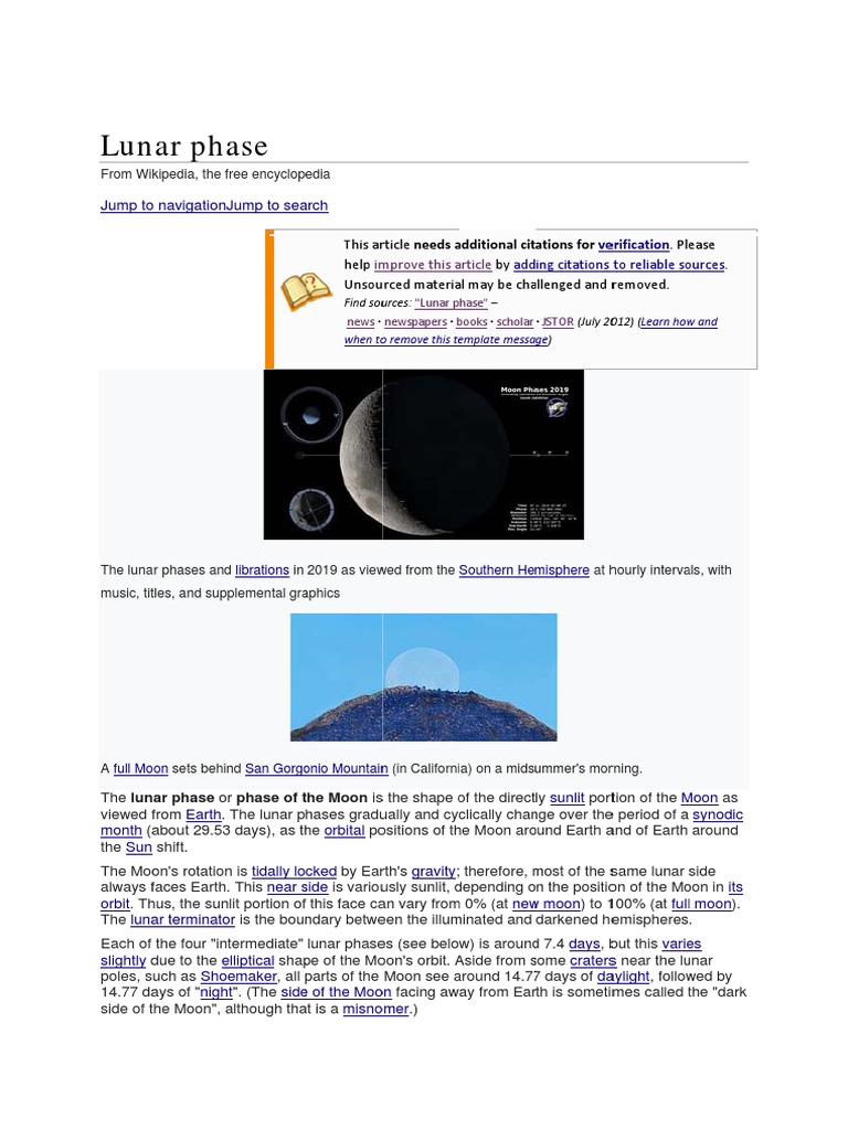 Lunar Phases Explained | PDF | Celestial Mechanics | Planets Of The ...