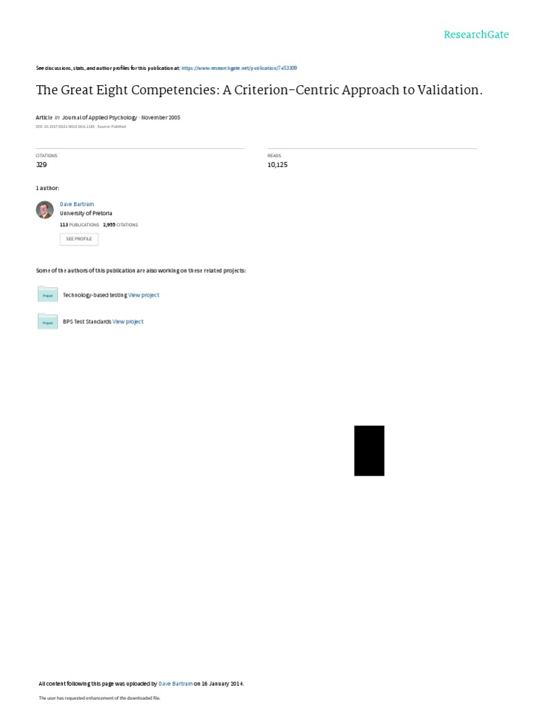 Bartram Eight Competences | PDF | Validity (Statistics) | Competence ...