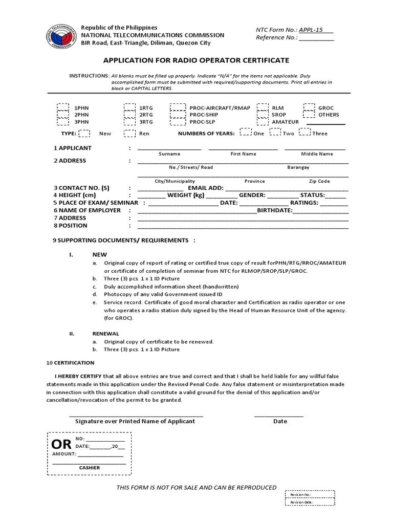Application Form For Radio Applicants | PDF | Virtue | Common Law