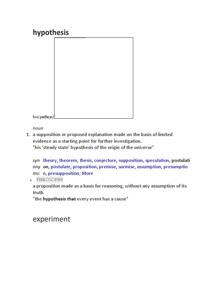 Hypothesis: Experiment | PDF