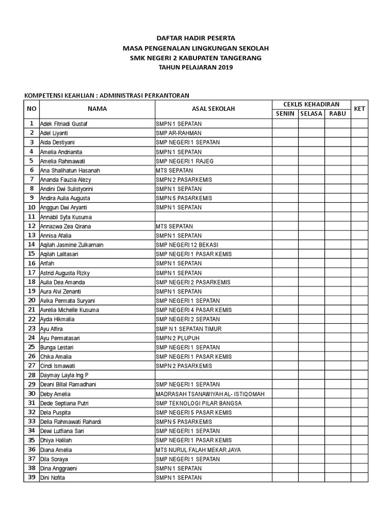 Absen MPLS 2019 | PDF