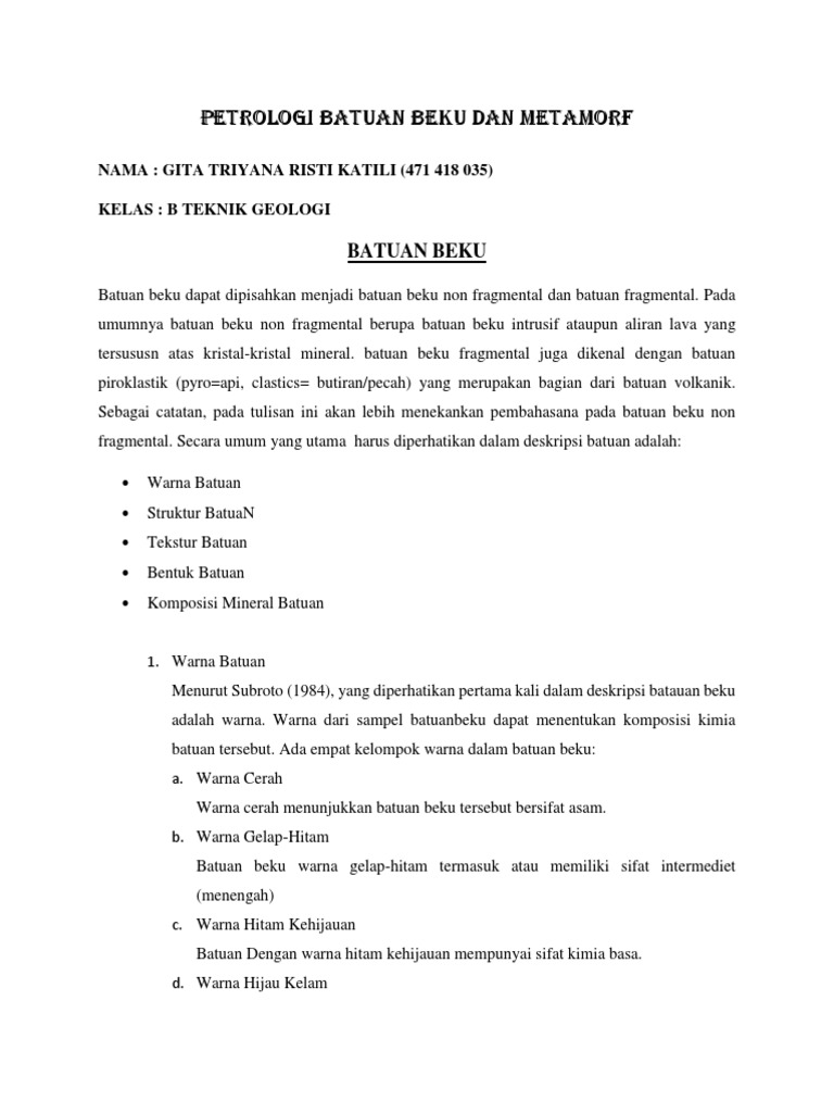 Petrologi Batuan Beku dan Metamorf | PDF