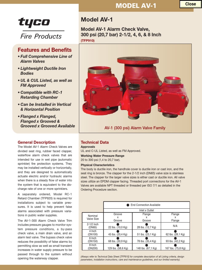 Brosur Tyco-Acv-rc-wma (002) (Alarm Check Valve) | Fire Sprinkler ...