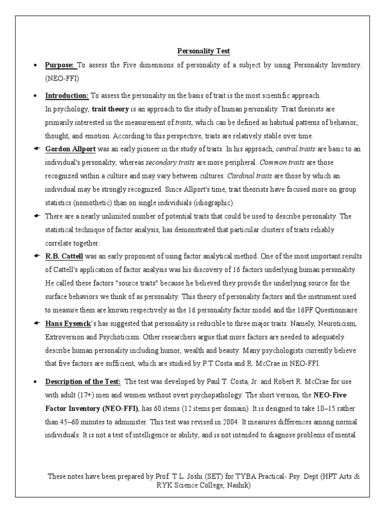NEO-PI Personality | PDF | Applied Psychology | Stereotypes