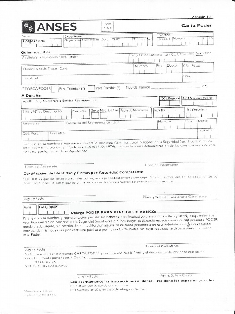 3013-Carta Poder ANSES PDF | PDF