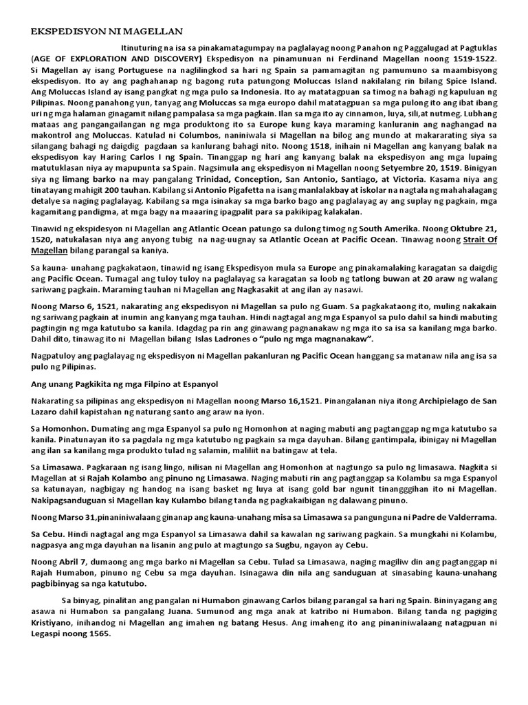 Ekspedisyon Ni Magellan | PDF