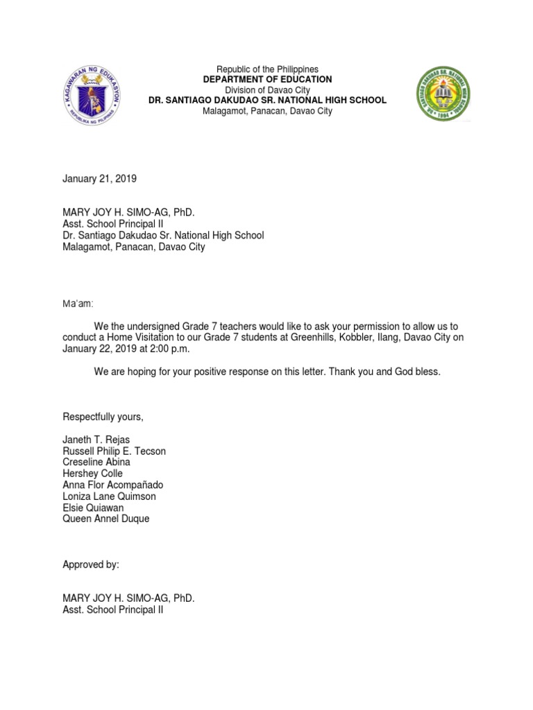 Home Visitation Letter