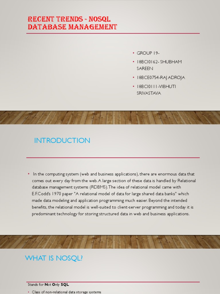 Recent Trends - Nosql Database Management | Download Free PDF | No Sql | Relational Database