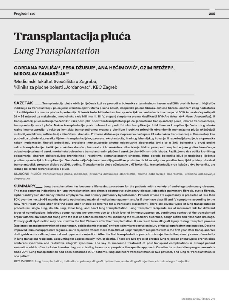 Transplantacija Pluća | PDF