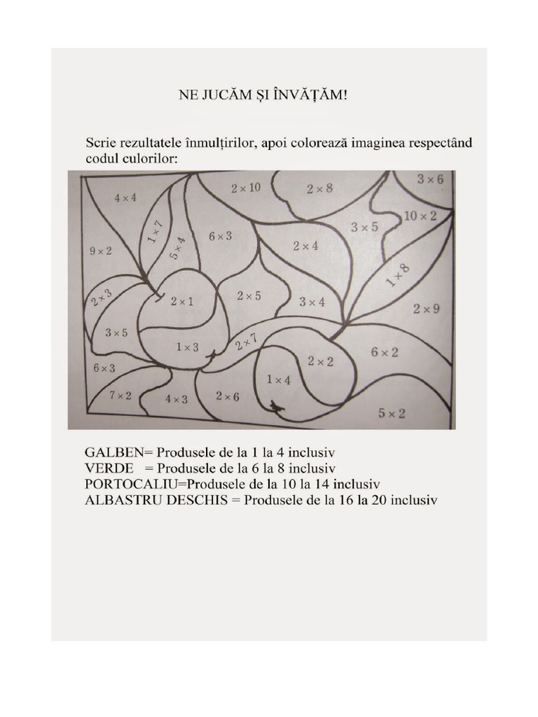 Fise Matematica Jocuri Inmultire 2, 3, 4 | PDF