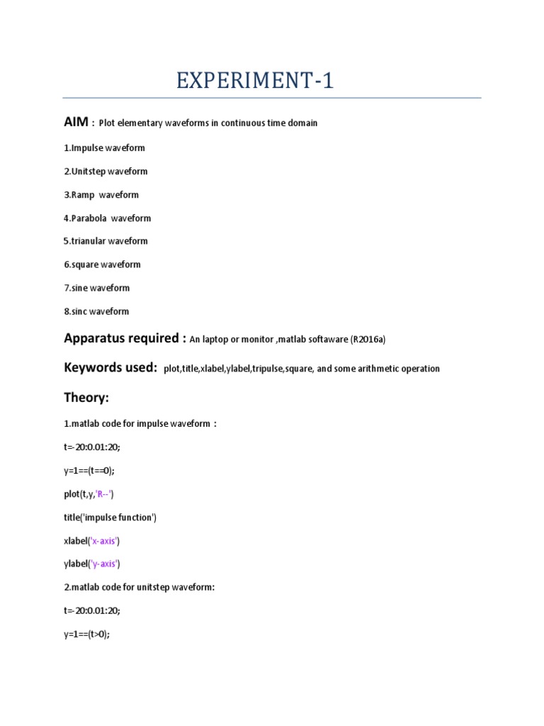 Mat Lab Practical | PDF