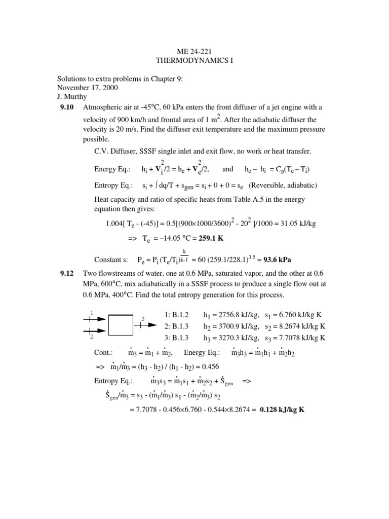 Thermodynamics I: Chapter 9 Solutions | PDF | Heat | Heat Capacity