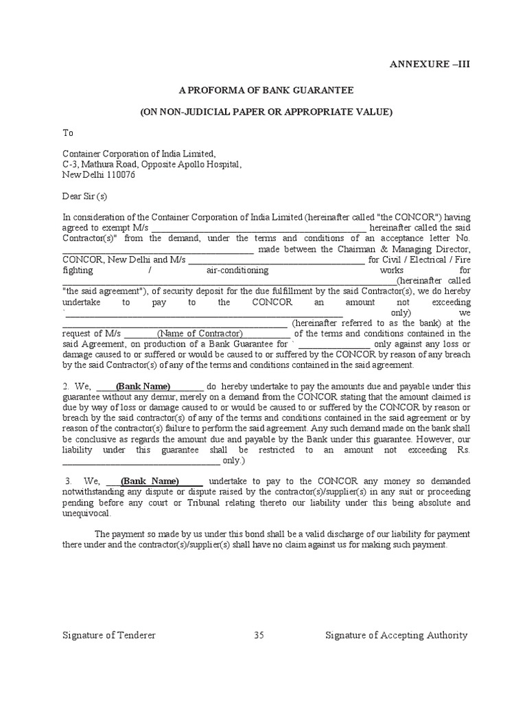 Draft Bank Guarantee for Contractual Works | PDF