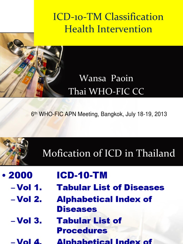 ICD-10-TM Classification Health Intervention: Wansa Paoin Thai Who-Fic ...