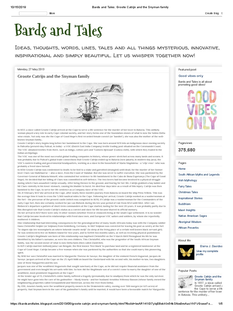 Bards and Tales - Groote Catrijn and The Snyman Family | PDF