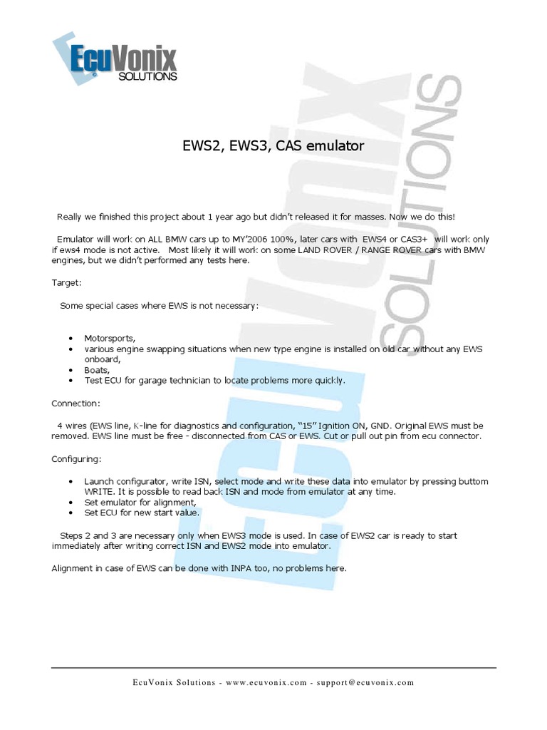 EWS2, EWS3, CAS Emulator | PDF | Home & Garden | Computers