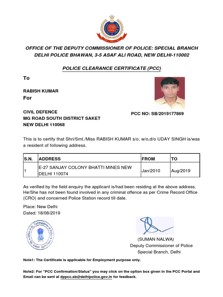 Office of The Deputy Commissioner of Police: Special Branch Delhi ...