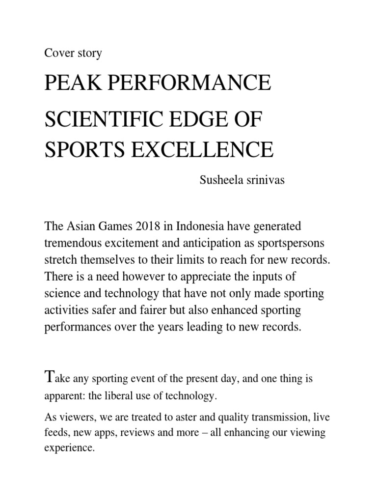 Peak Performance Scientific Edge of Sports Excellence | PDF