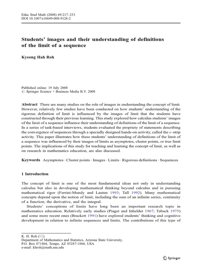 Roh - Students' Images and Their Understanding of Definitions of The ...