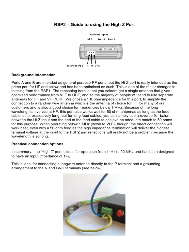 Guide PortZ Rsp2 Sdrplay | PDF | Coaxial Cable | Antenna (Radio)