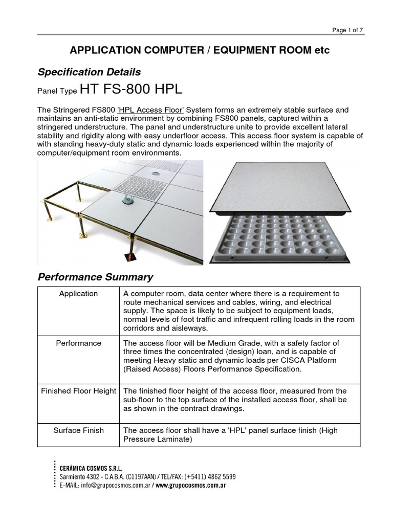 Access Floor System Specifications | PDF | Structural Load | Door