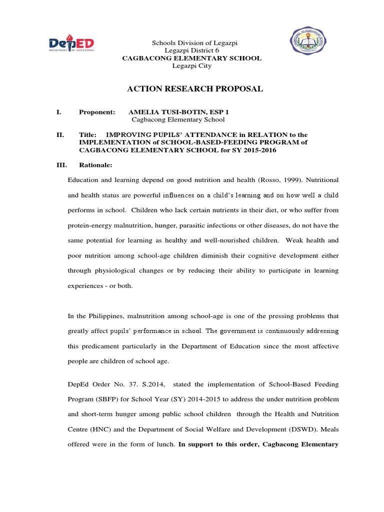 Action Research Proposal On The Impact of Feeding Program | PDF ...