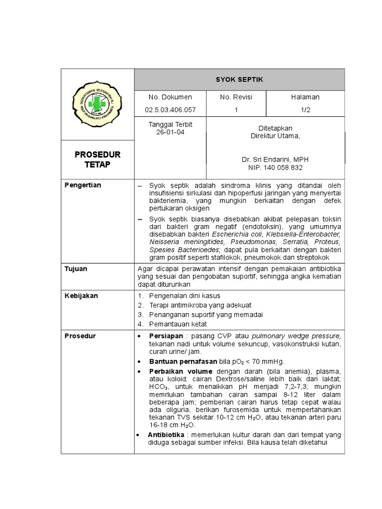 SOP Syok Septik | PDF
