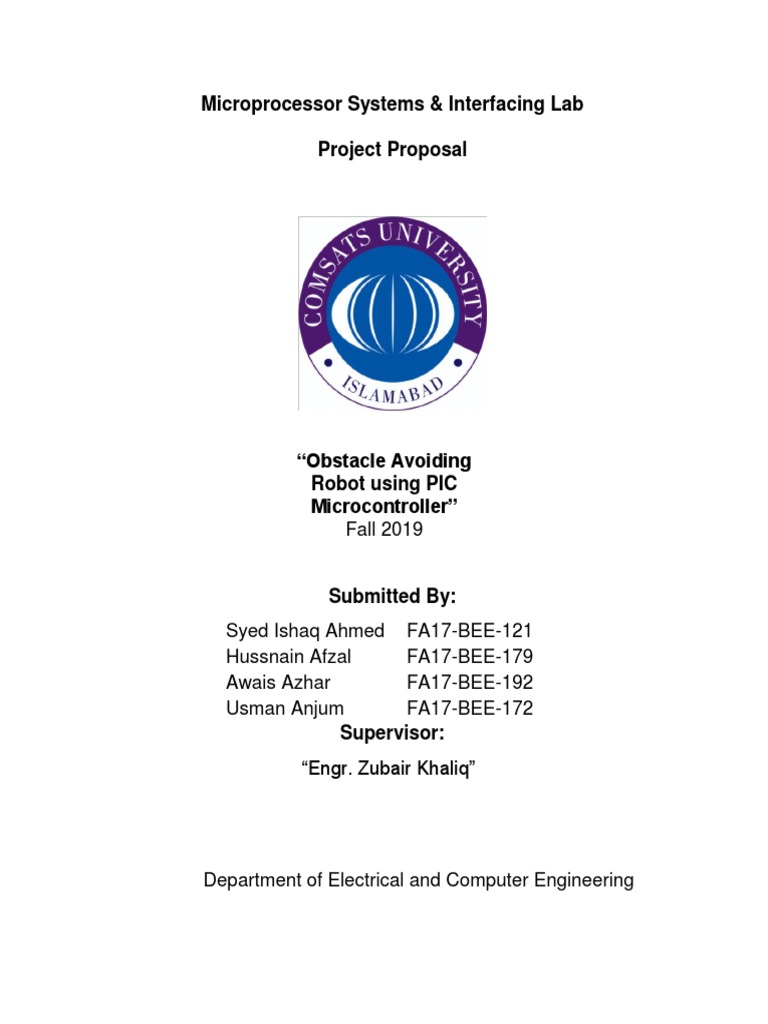 Microprocessor Systems & Interfacing Lab Project Proposal: Fall 2019 | PDF | Robot | Robotics