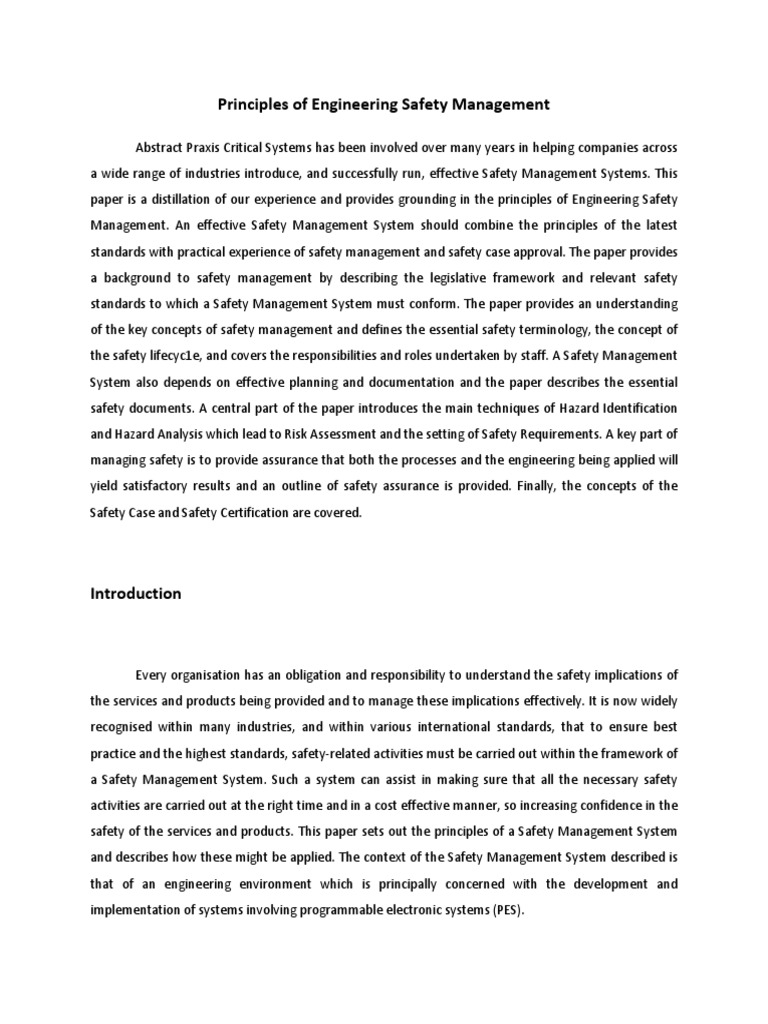 Principles of Engineering Safety Management | PDF | Safety | Government ...