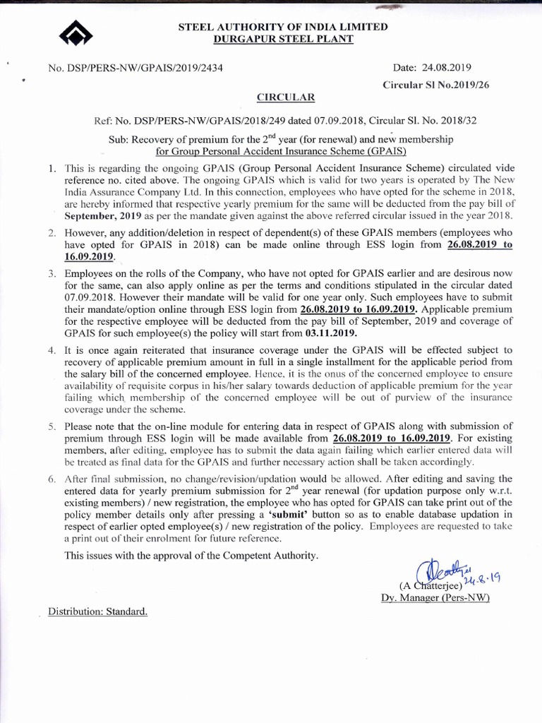 Group Personal Accident Insurance Scheme Circular for Employees of ...