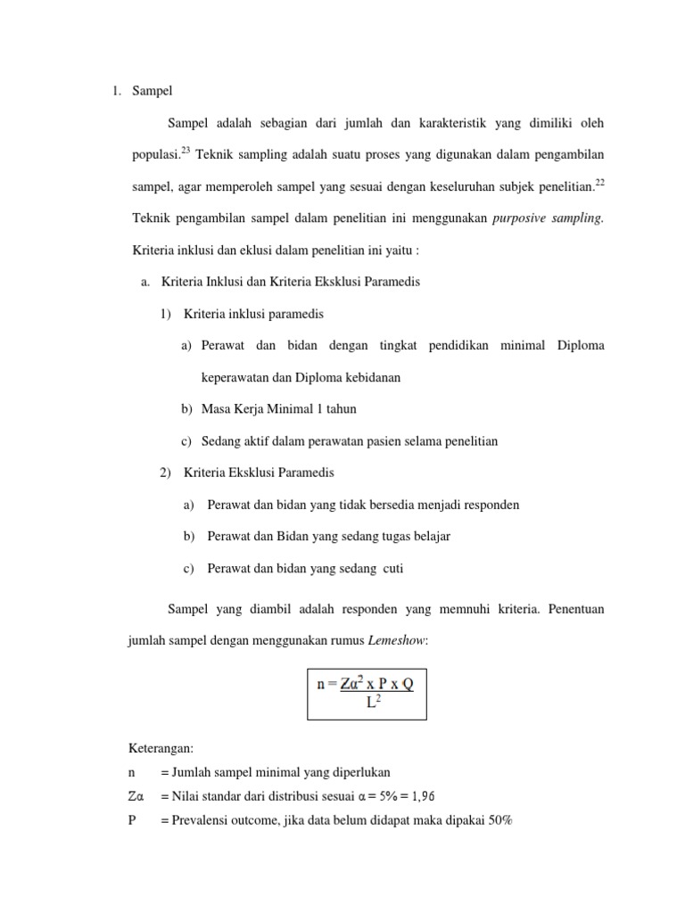 Sampel Rumus Lemeshow | PDF